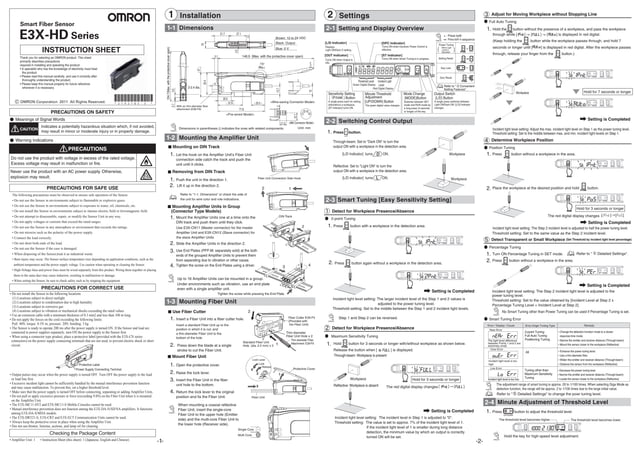 Manual Omron E3X-HD Clearsensor optical messure | PDF | Musical ...