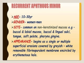 recurrent apthous ulcer | PPTX