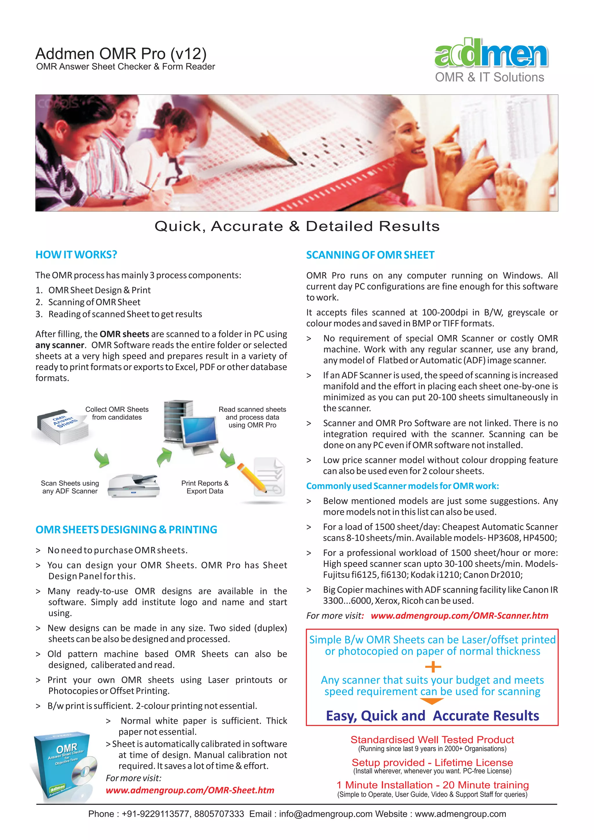 Omr Answer sheet software and addmen omr software brochure | PDF