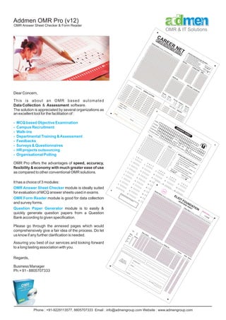 Omr Answer sheet software and addmen omr software brochure | PDF