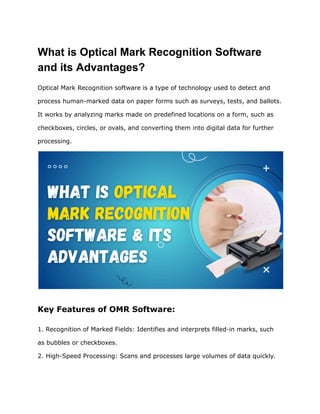 What is Optical Mark Recognition Software and its Advantages? | PDF
