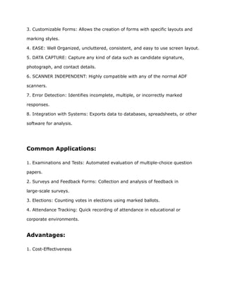 What is Optical Mark Recognition Software and its Advantages? | PDF