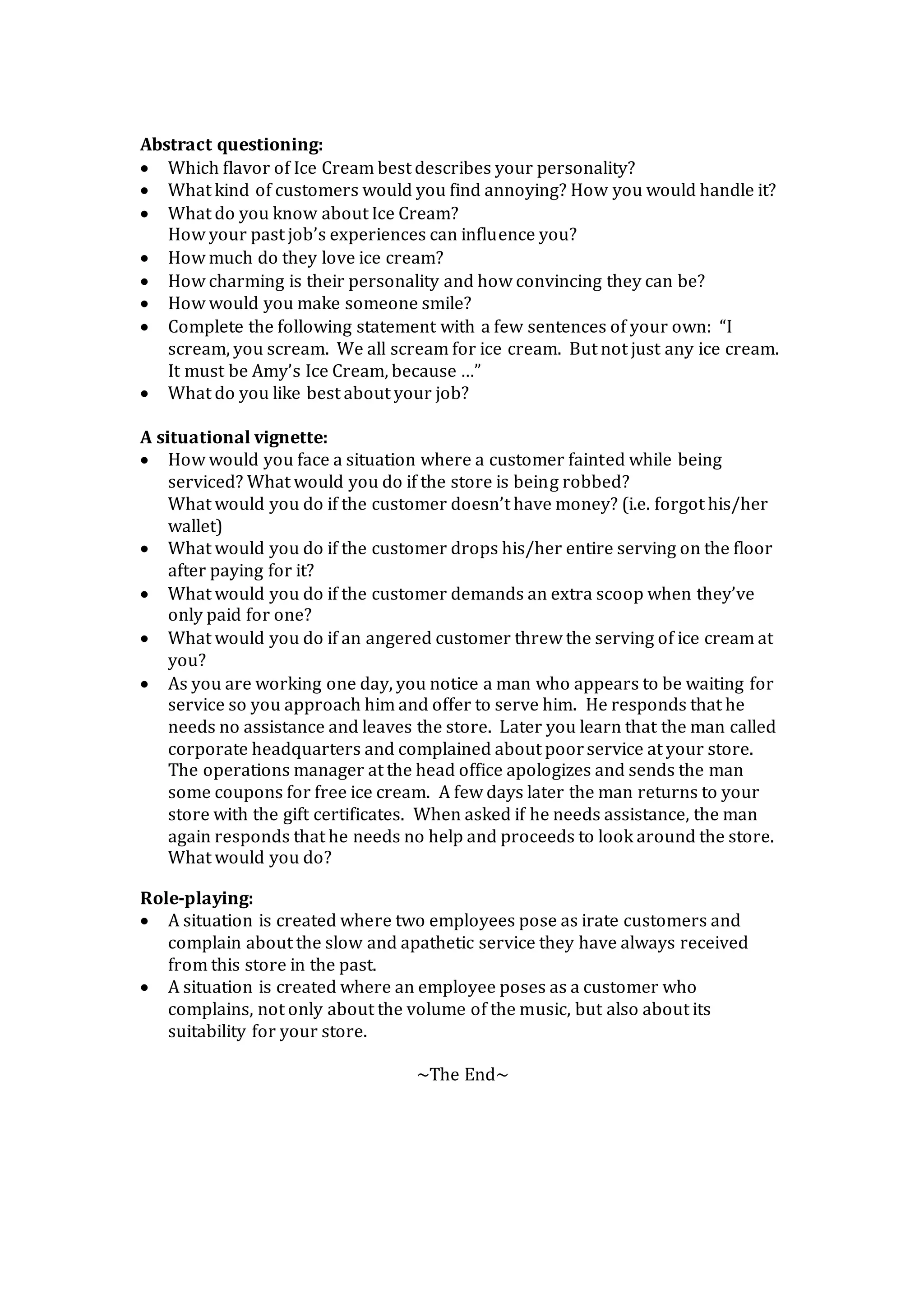 Amy's Ice cream | DOCX