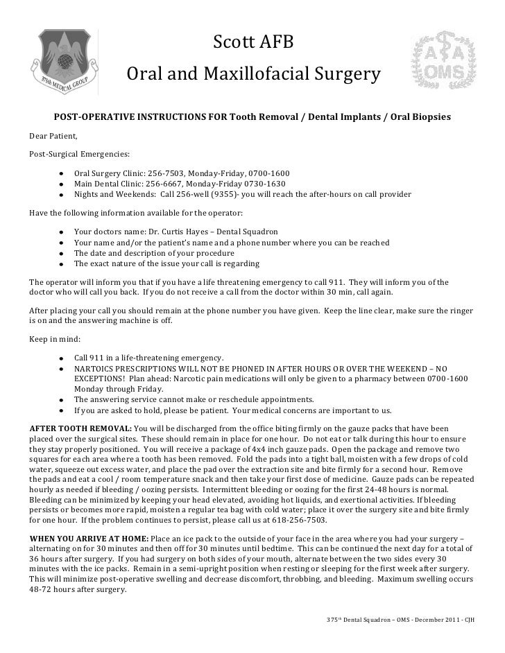 Post Operative Extraction Instructions Post Operative Extraction Instructions