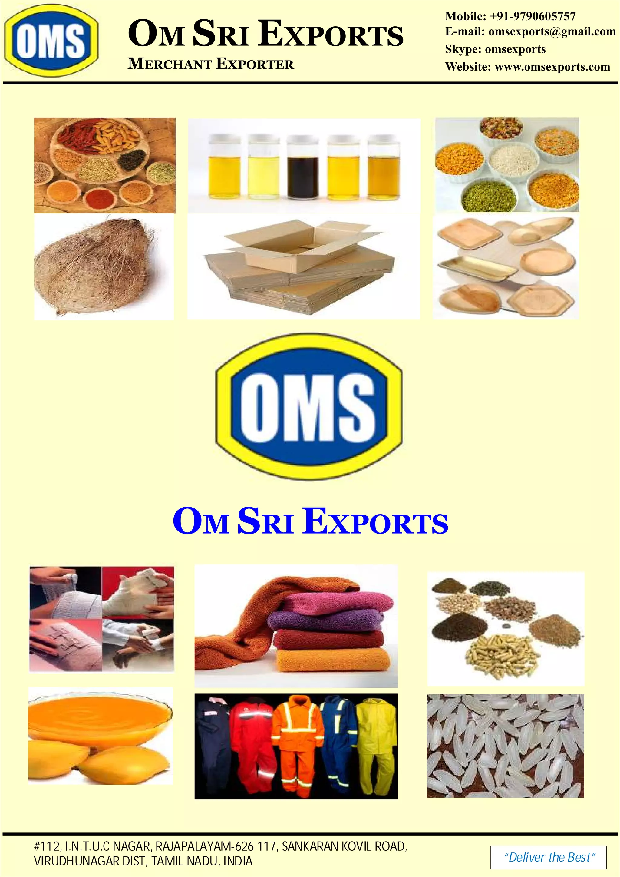 Om sri exports company catalog & portfolio | PDF