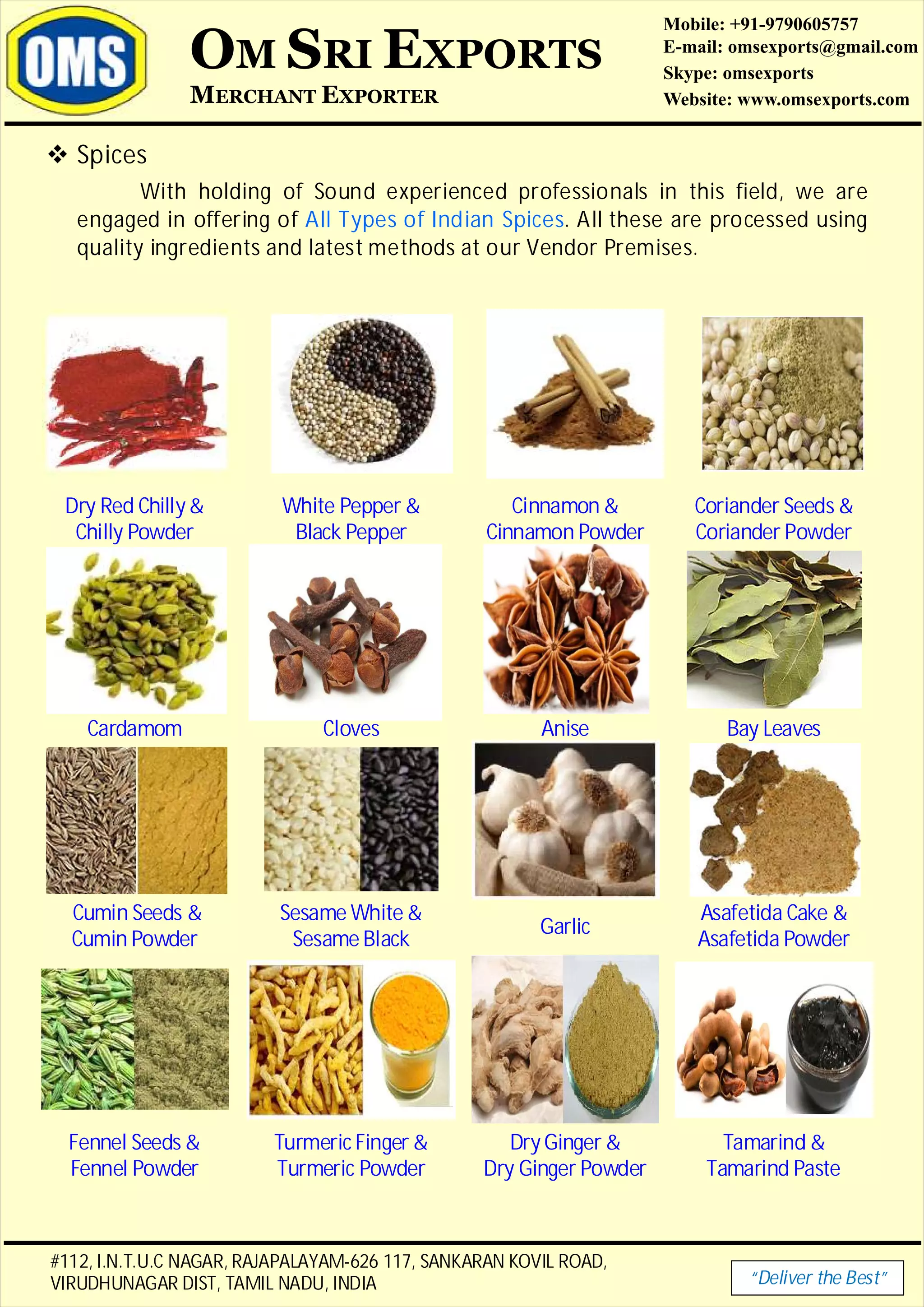 Om sri exports company catalog & portfolio | PDF