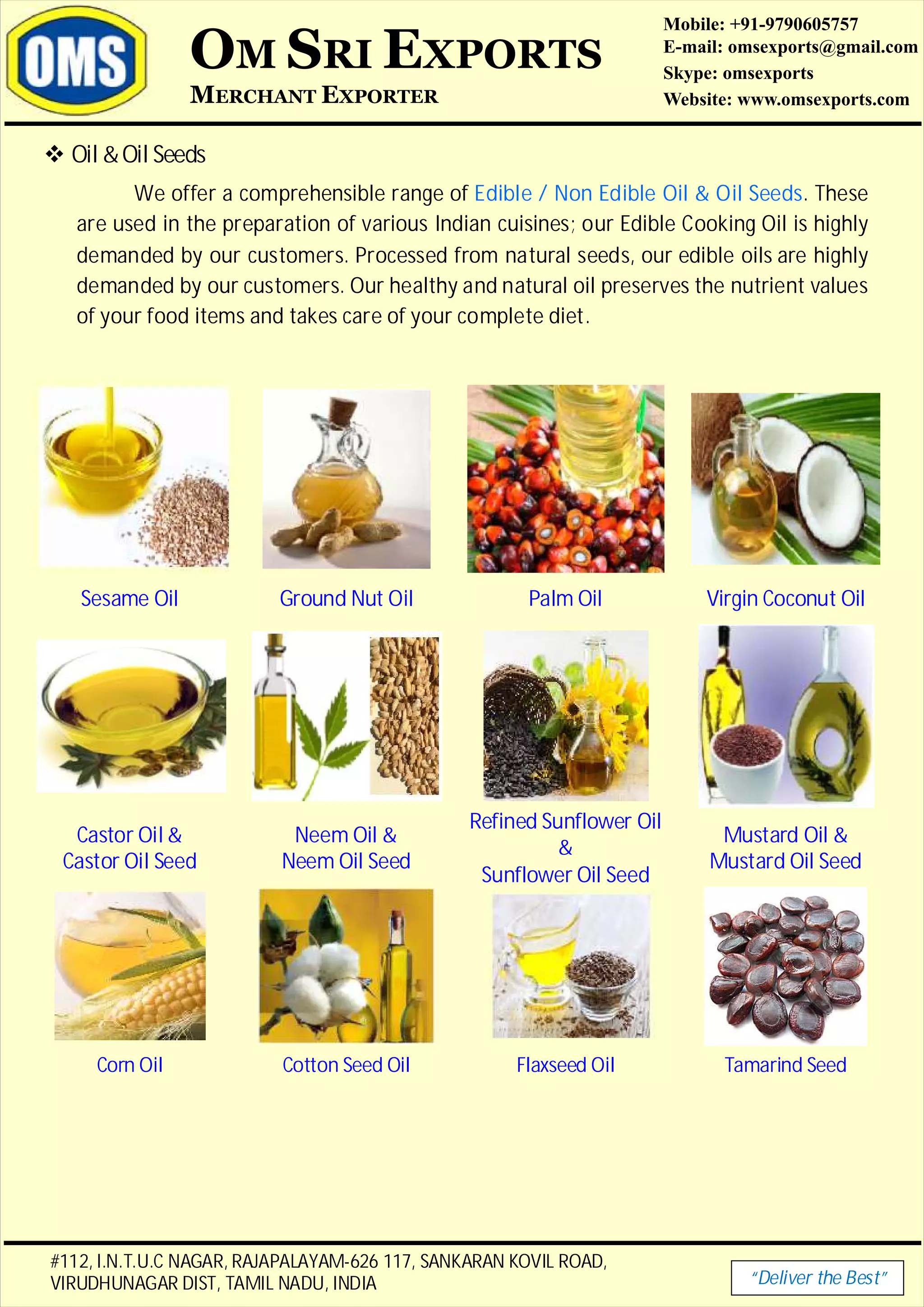 Om sri exports company catalog & portfolio | PDF