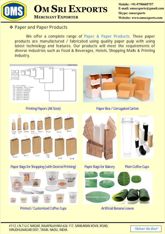 Om sri exports company catalog & portfolio | PDF