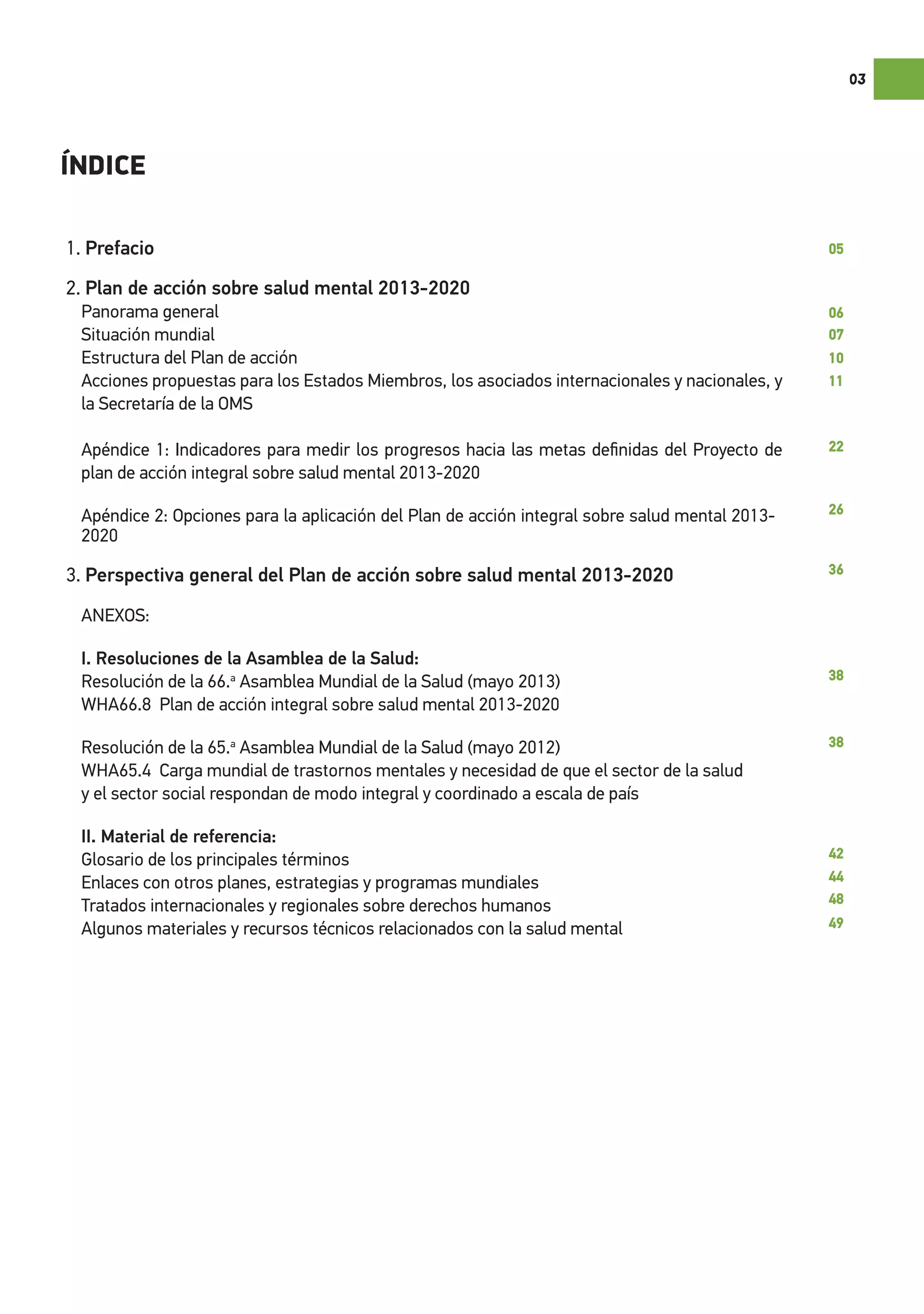 PLAN DE ACCIÓN EN SALUD MENTAL DE LA OMS | PDF