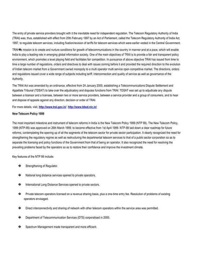 Operation management Telecom Sector in India | PDF