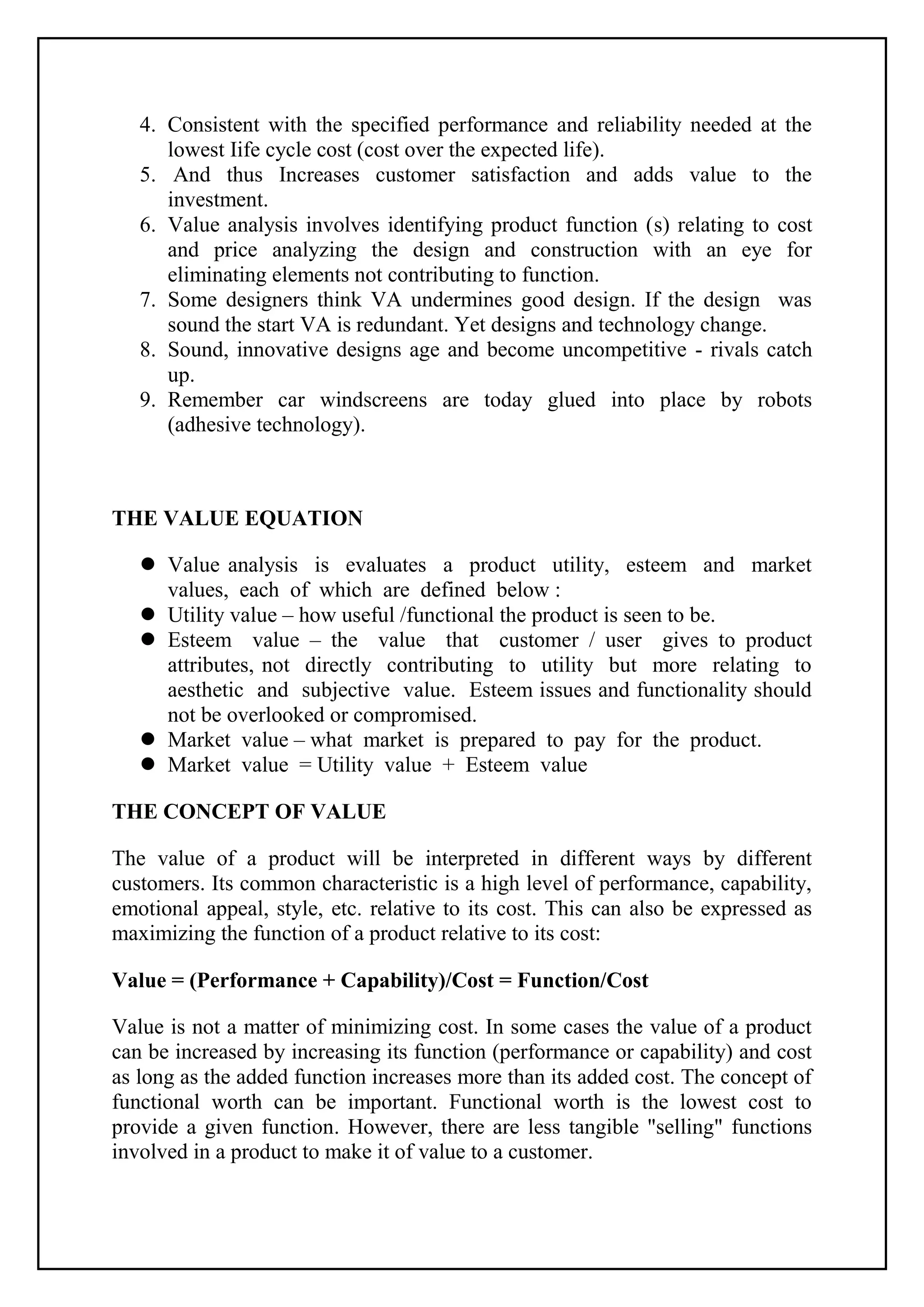 VALUE ANALYSIS,VALUE ENGINEERING, BUSINESS PROCESS REENGINEERING | PDF