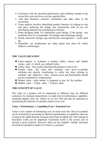 VALUE ANALYSIS,VALUE ENGINEERING, BUSINESS PROCESS REENGINEERING | PDF