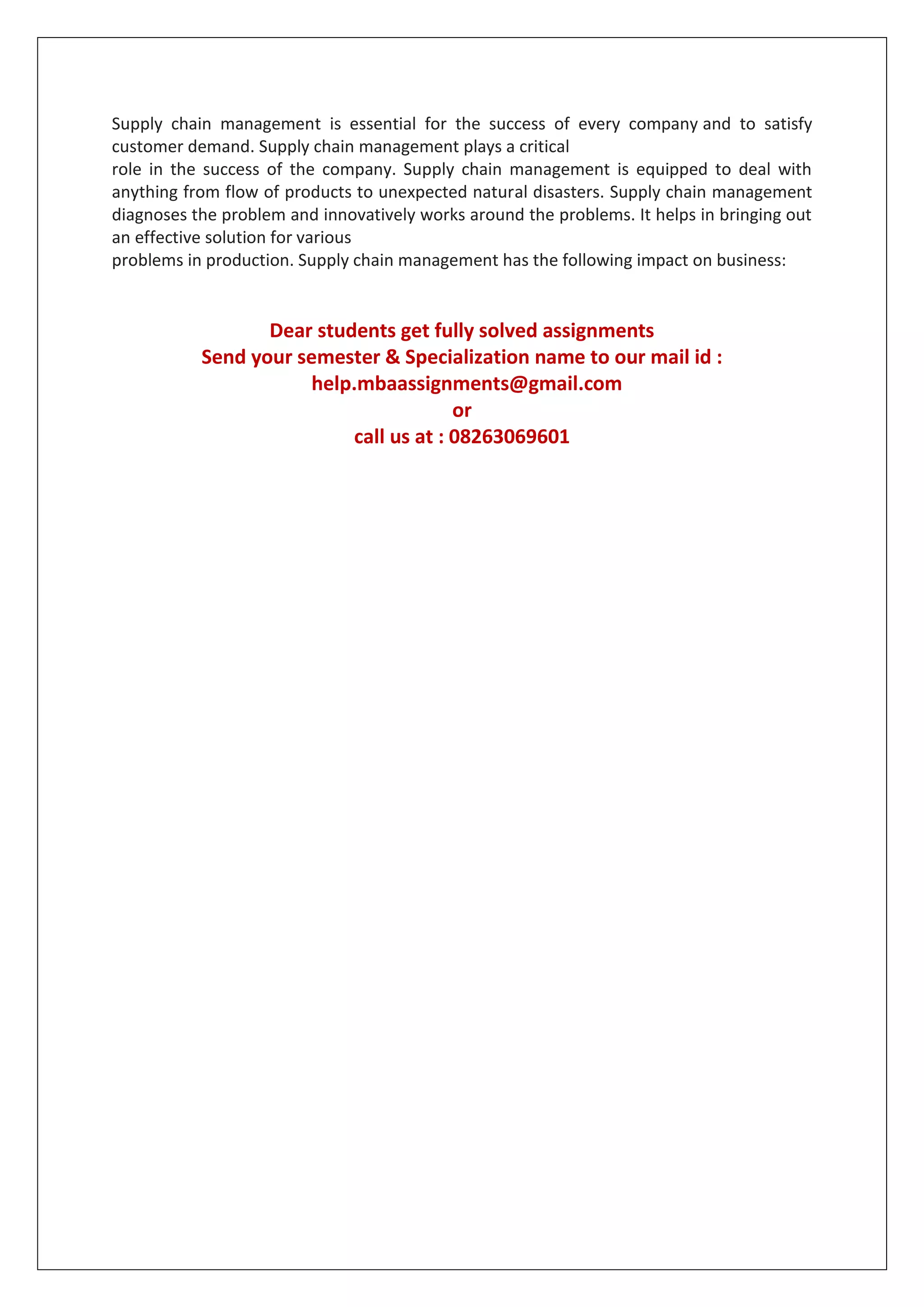 OPERATION MANAGEMENT 4th SEM WINTER 2013 SOLVED ASSIGNMENTS | PDF