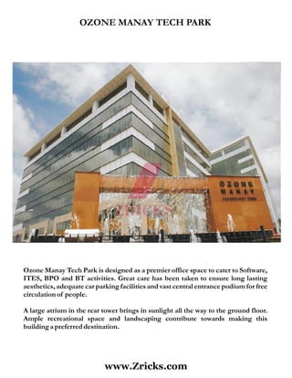 Ozone Manay Tech Park Brochure - Zricks.com | Chemistry | Science