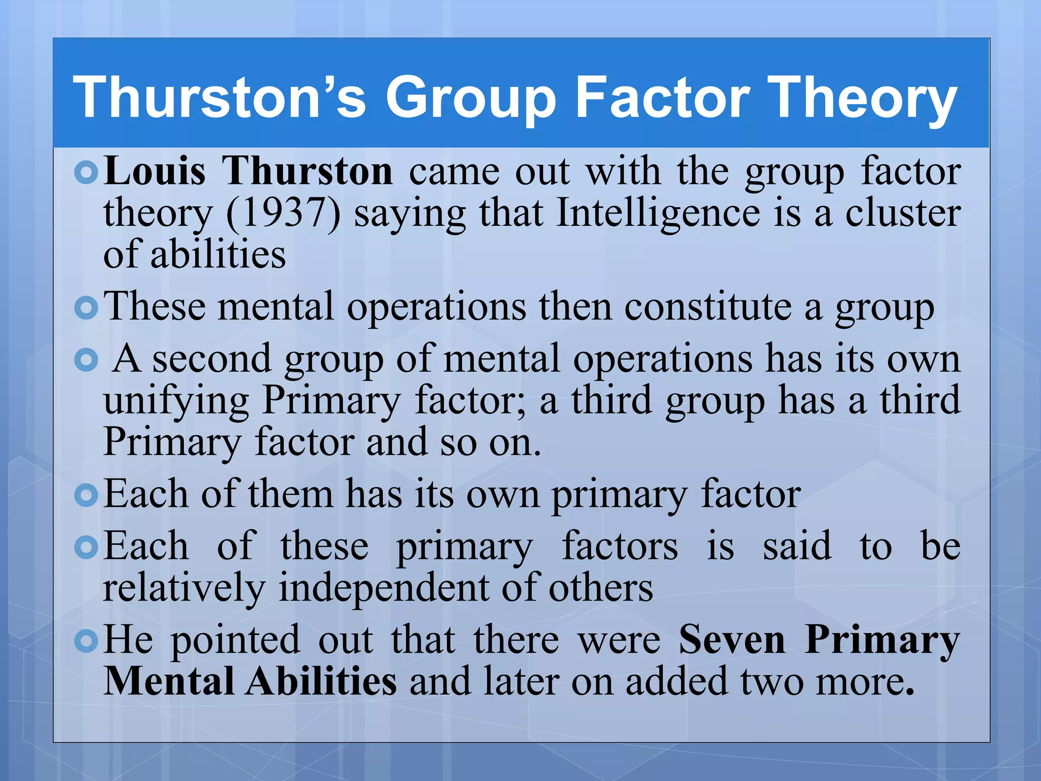 Thurston's Group Factor Theory | PPTX