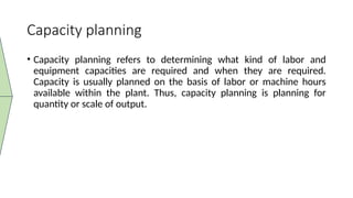 capacity planning of operations management | PPTX