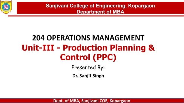 Production Planning and Control | PPT