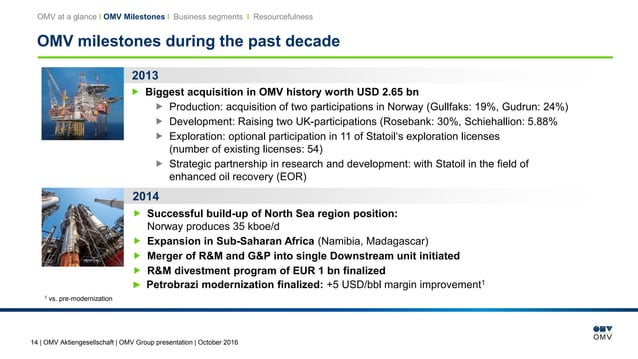 OMV Group Presentation - Corporate Milestones Business Segments and ...