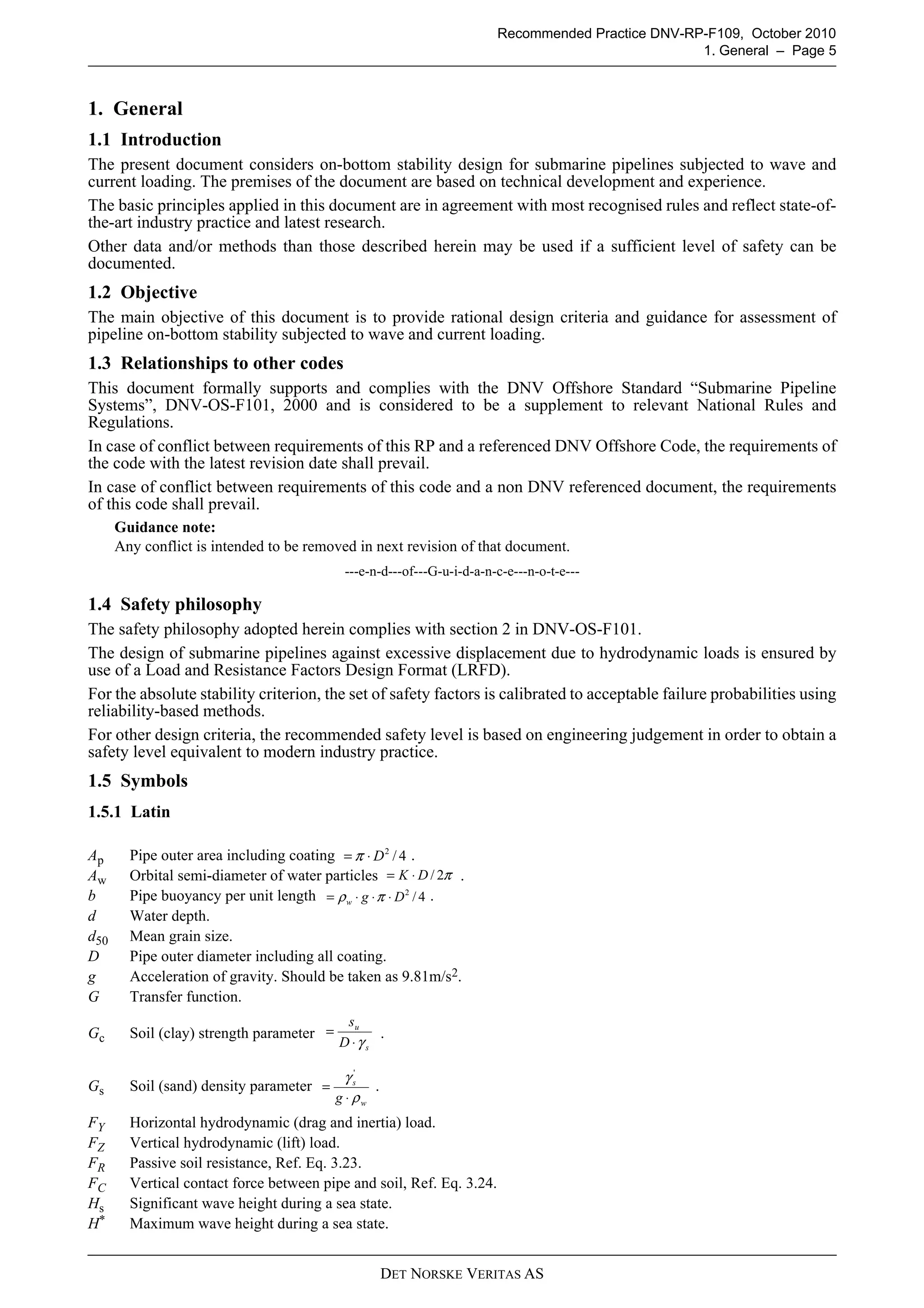On bottom stability design of submarine pipelines | PDF