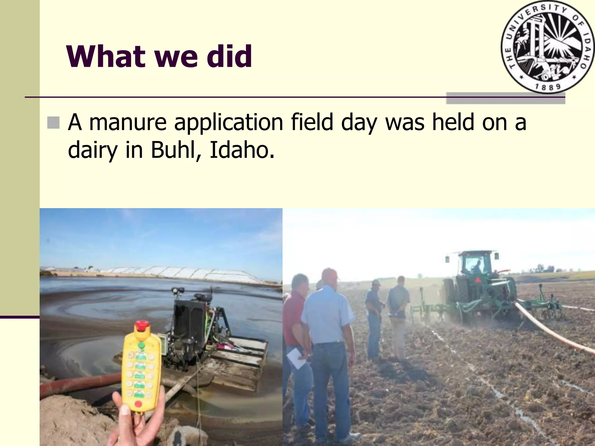 On farm comparison of two liquid dairy manure application methods | PPTX