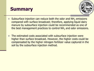 On farm comparison of two liquid dairy manure application methods ...