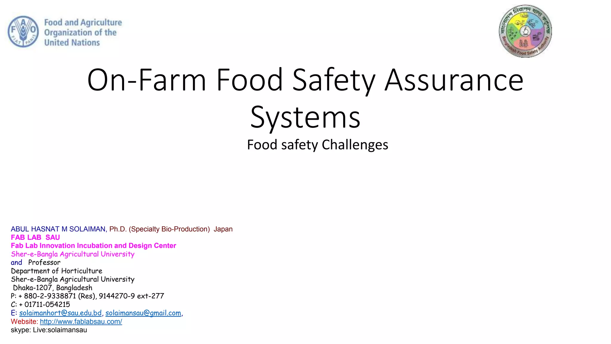 On farm food safety assurance systems | PPT