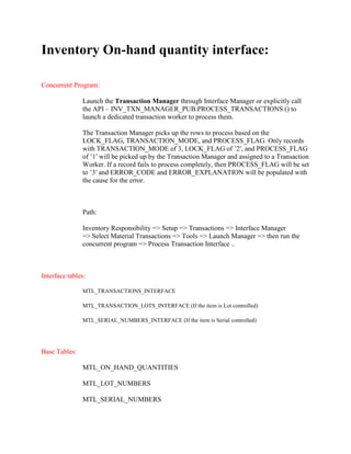 On hand quantities import | DOCX | Databases | Computer Software and ...