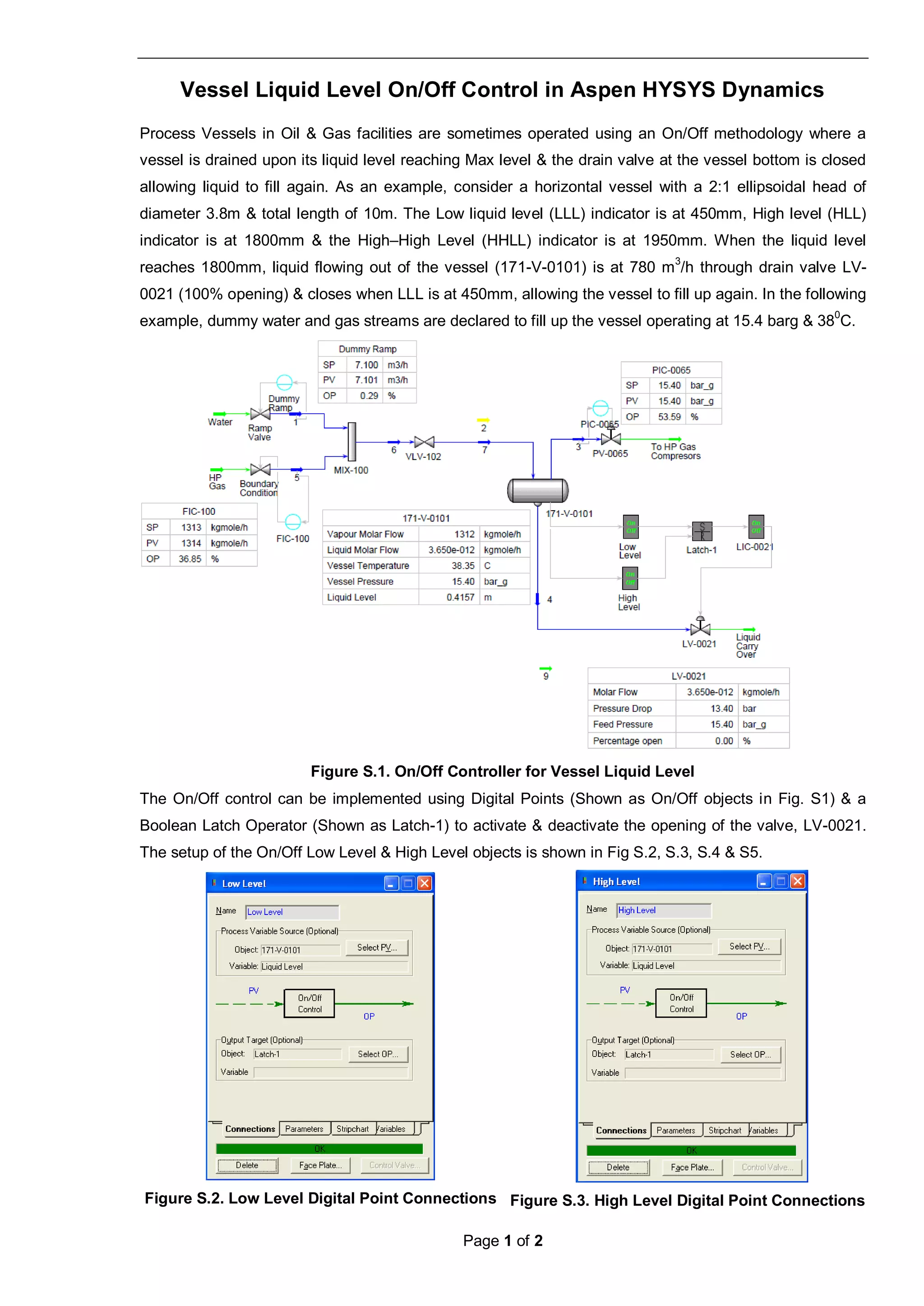 Vessel Liquid Level On/Off Control in Aspen HYSYS Dynamics | PDF