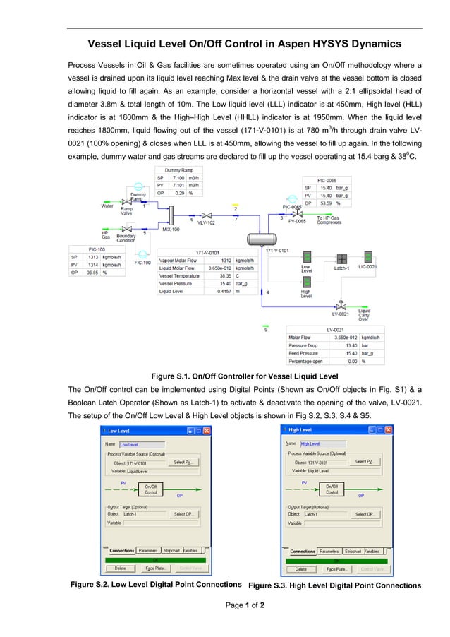 Vessel Liquid Level On/Off Control in Aspen HYSYS Dynamics | PDF