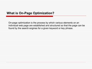 On Page Optimization | PPT