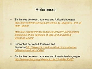 On Similarities Between Japanese and Other Languages | PPT