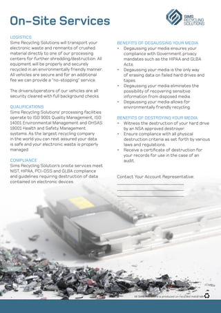 On site services flyer | PDF | Data Storage and Warehousing | Computing