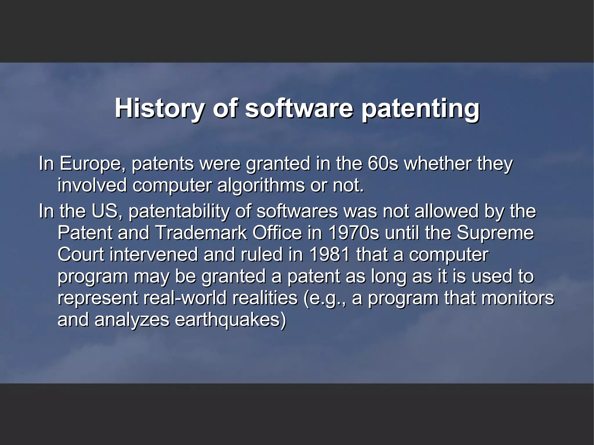 On Software Patenting | PPT