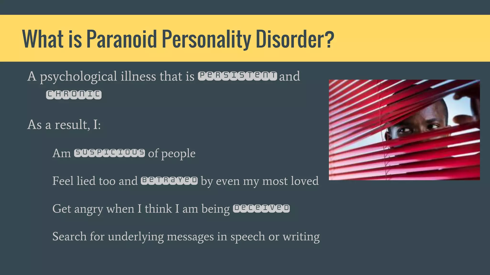Paranoid personality disorder | PPTX