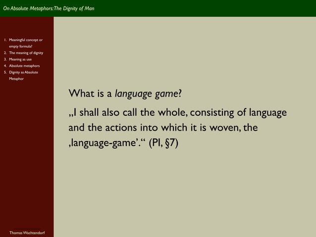 On absolute metaphors: The Dignity of Man | PPT