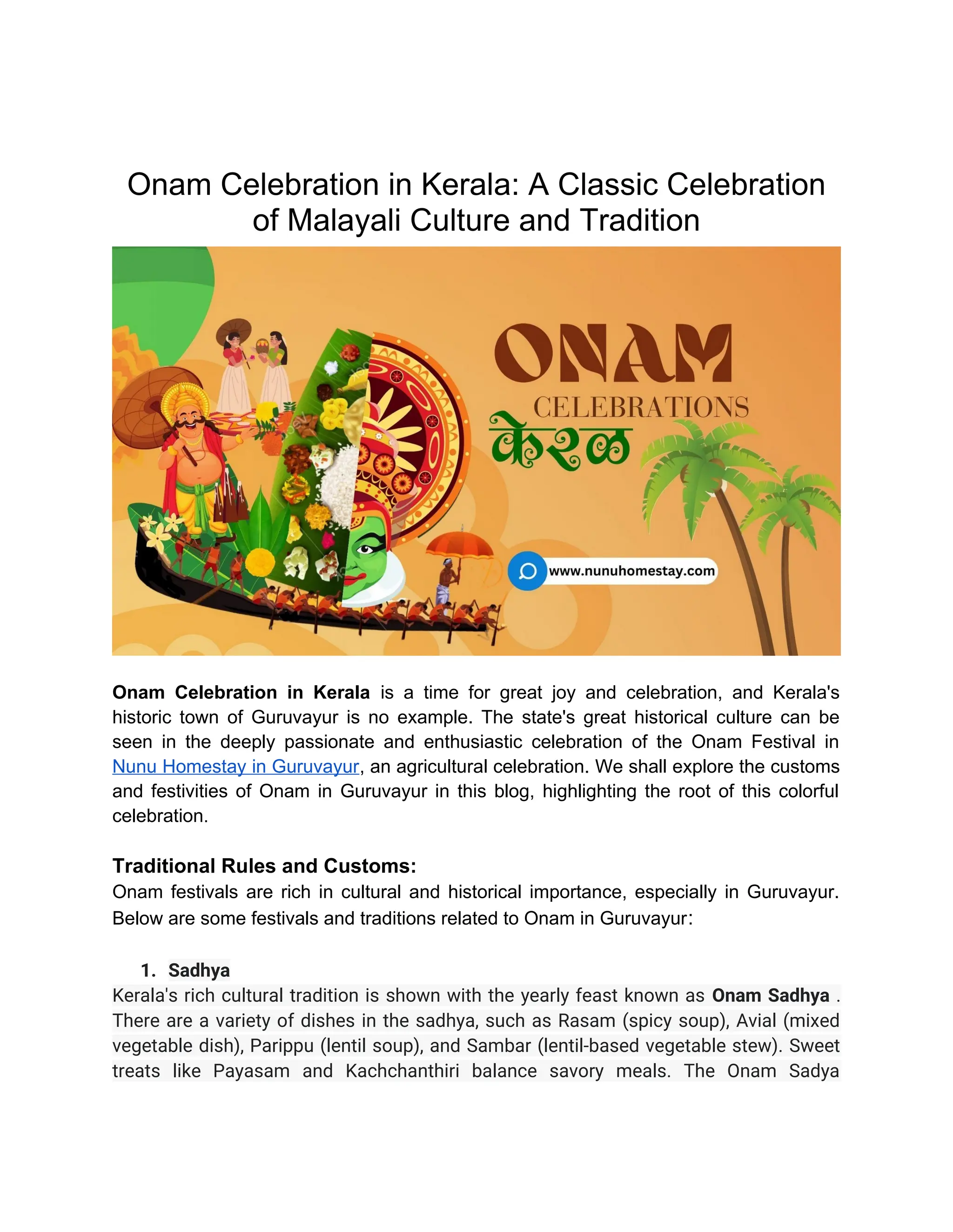 onamcelebration in kerala by Nunu Homestay | DOCX