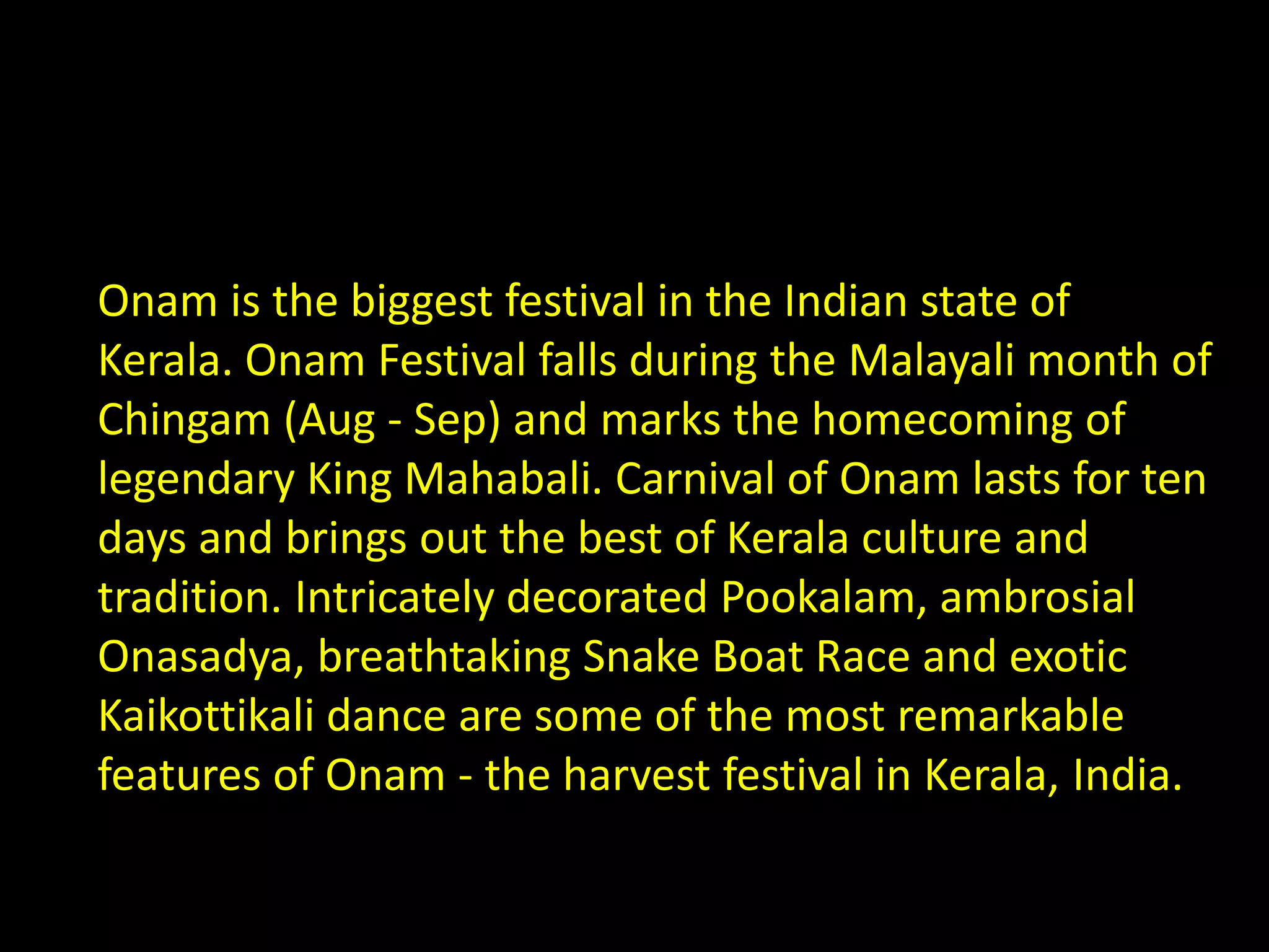 Onam festival of kerala,india | PPTX