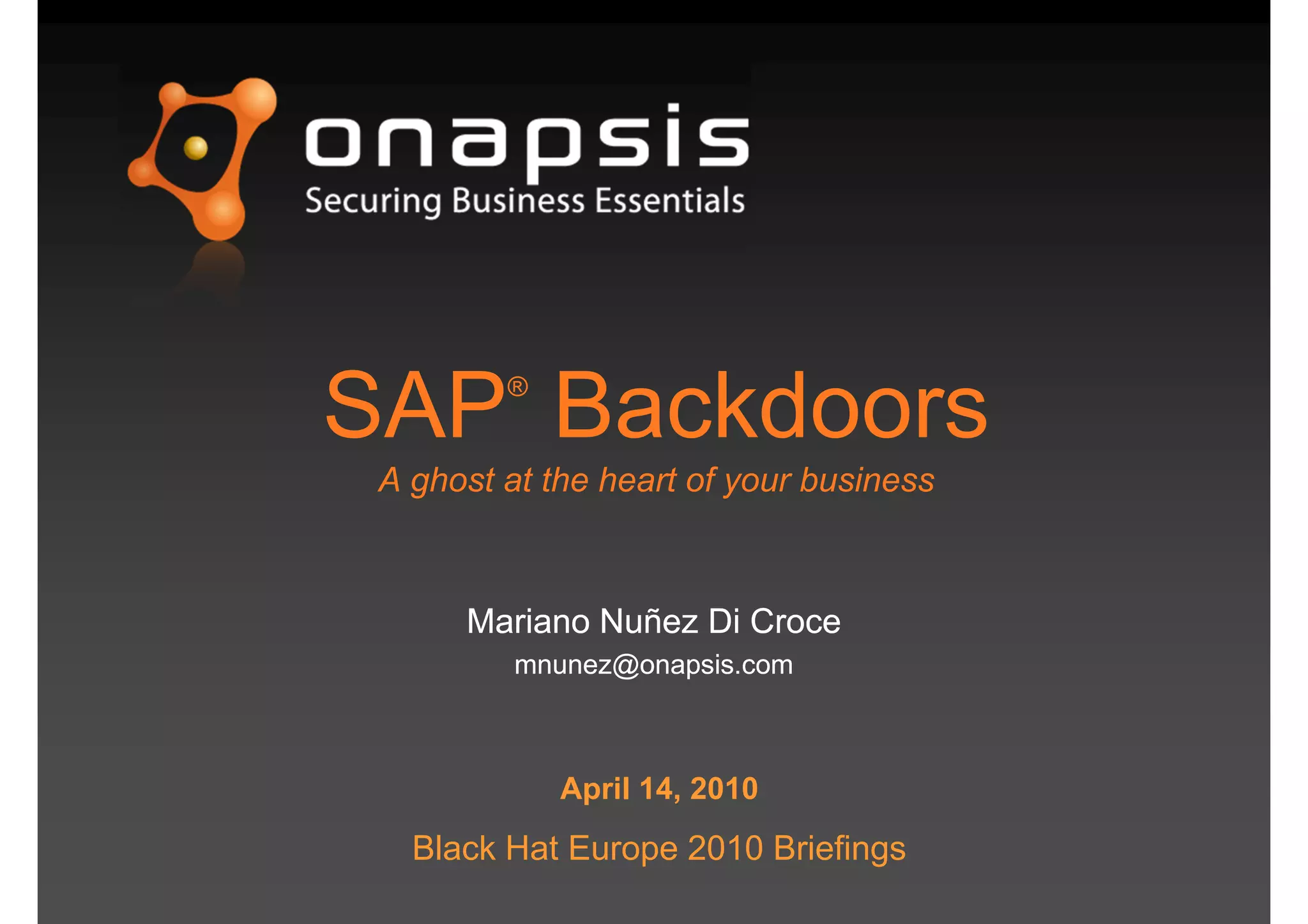 Onapsis SAP Backdoors | PPT