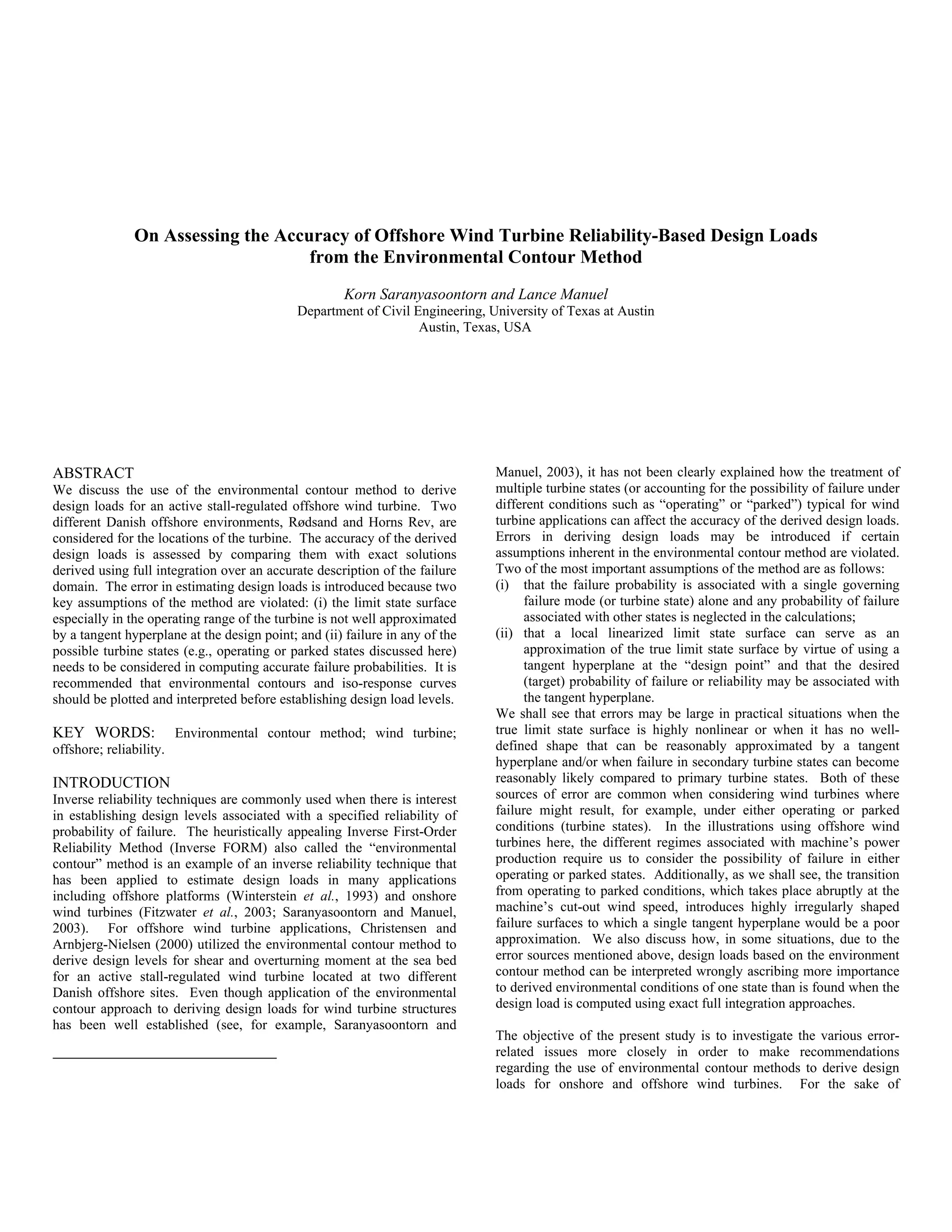 On Assessing The Accuracy Of Offshore Wind Turbine Reliability Based Design Pdf