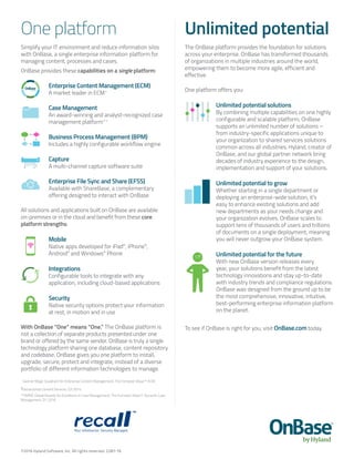 Onbase: One Product, Unlimited Potential | PDF