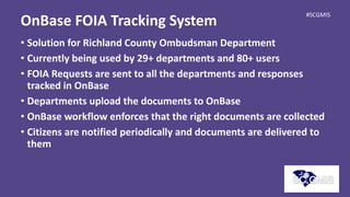 OnBase FOIA Tracking SCGMIS | PPTX | Computer Software and Applications ...