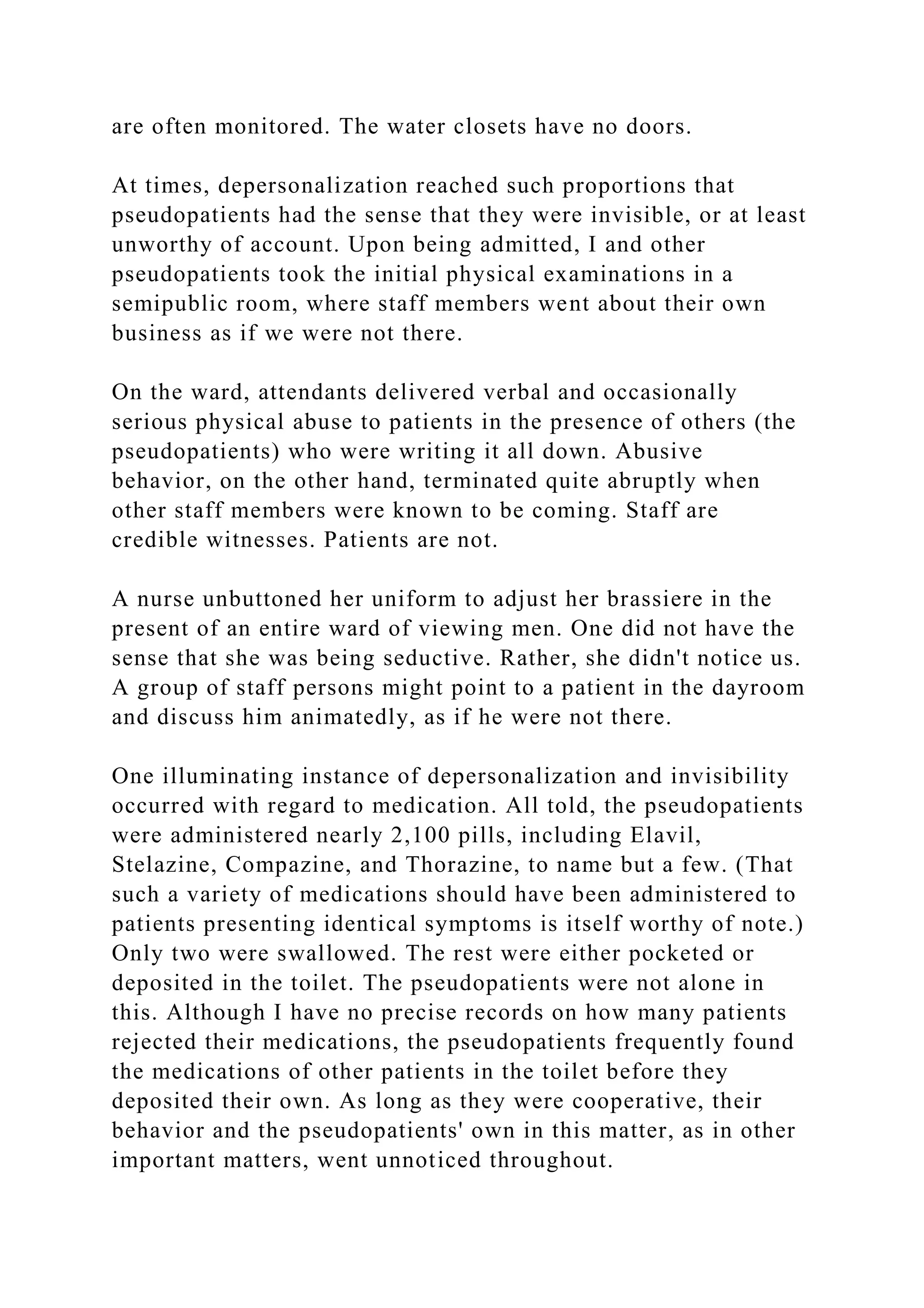 On Being Sane in Insane Placesby David L. RosenhanIf sanit.docx