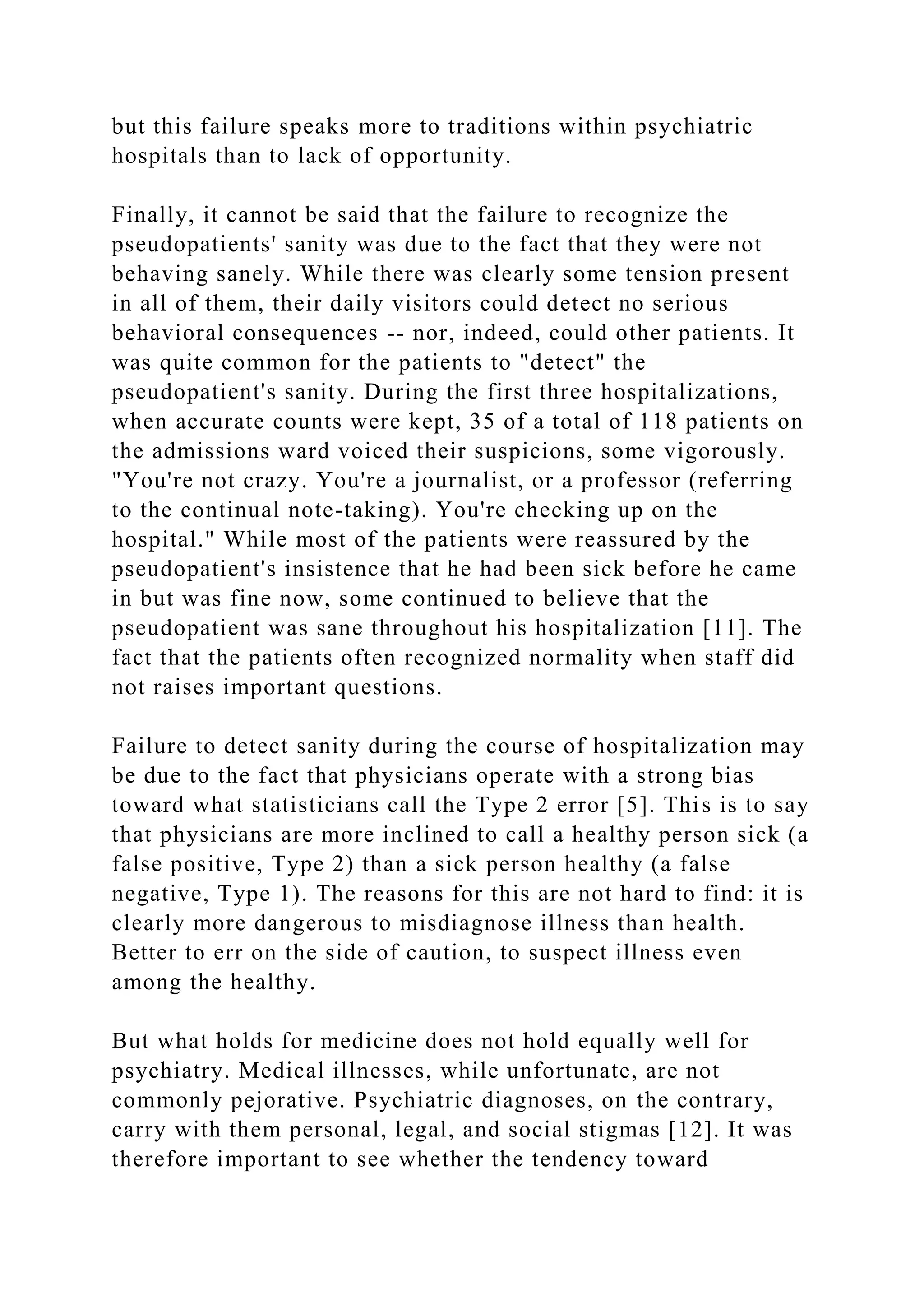 On Being Sane in Insane Placesby David L. RosenhanIf sanit.docx