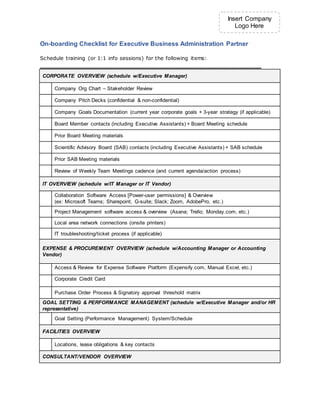 Strategic Onboarding Checklist for Executive-level Business ...