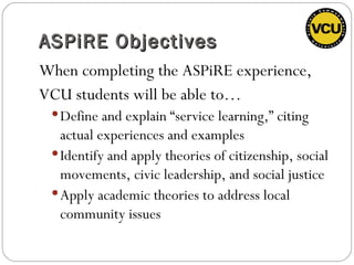 On-boarding Community Partners to the ASPiRE Program | PPT