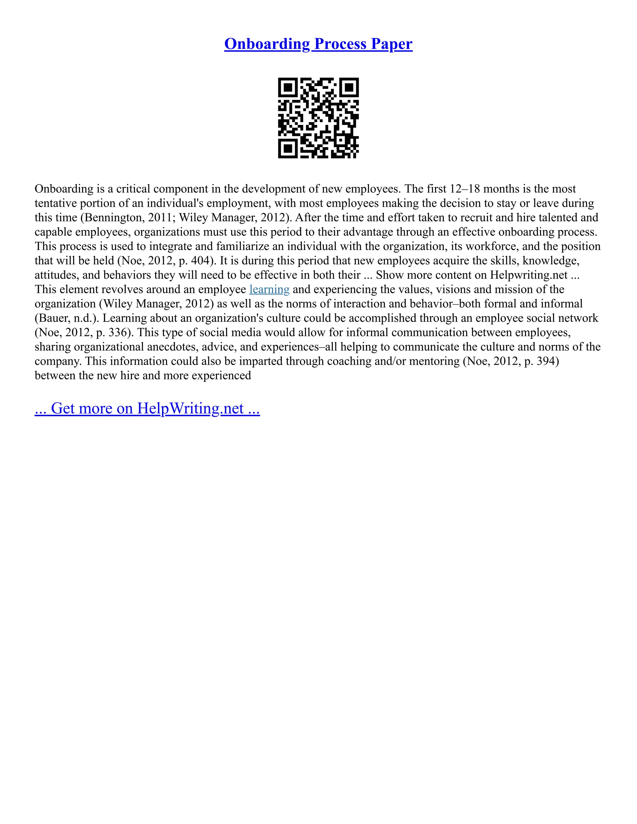 Onboarding Process Paper | PDF