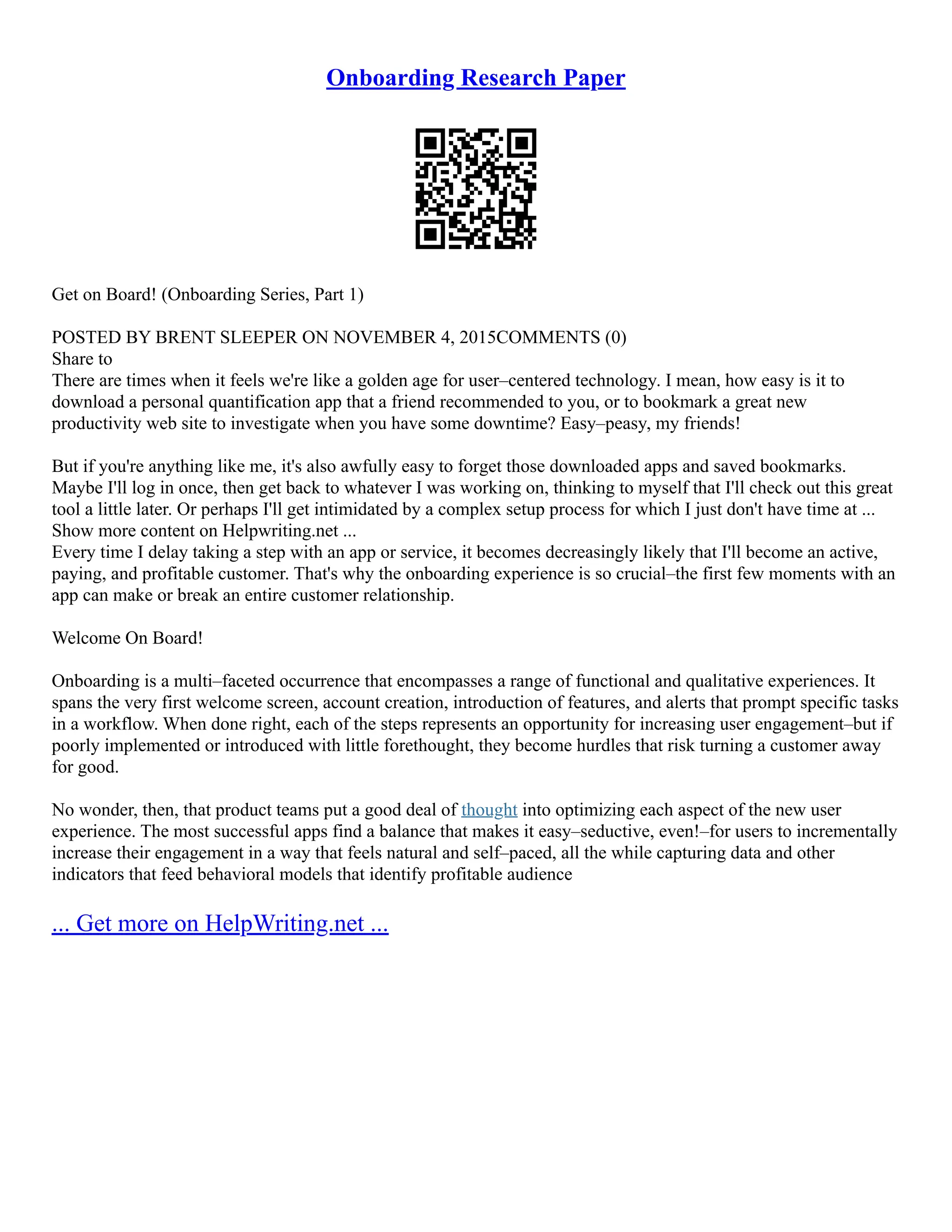 Onboarding Process Paper | PDF