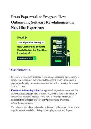 How Onboarding Software Revolutionizes the New Hire Experience | PDF | Free Download
