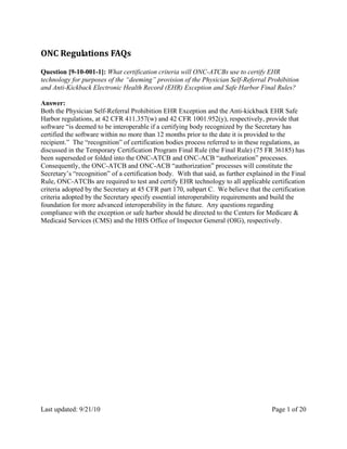 Onc regulations-faq-092110-v3[1] | PDF