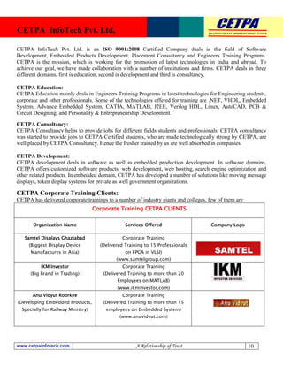 CETPA On-Campus Training Proposal for Different Colleges | PDF
